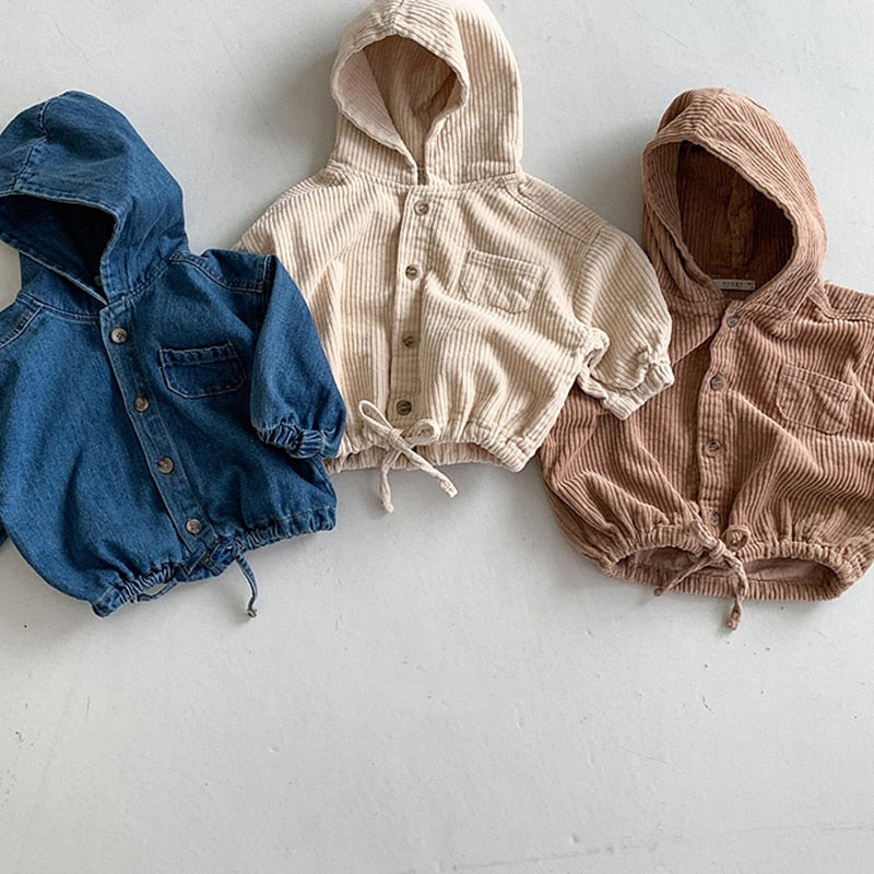 Hooded Corduroy/Denim Jacket