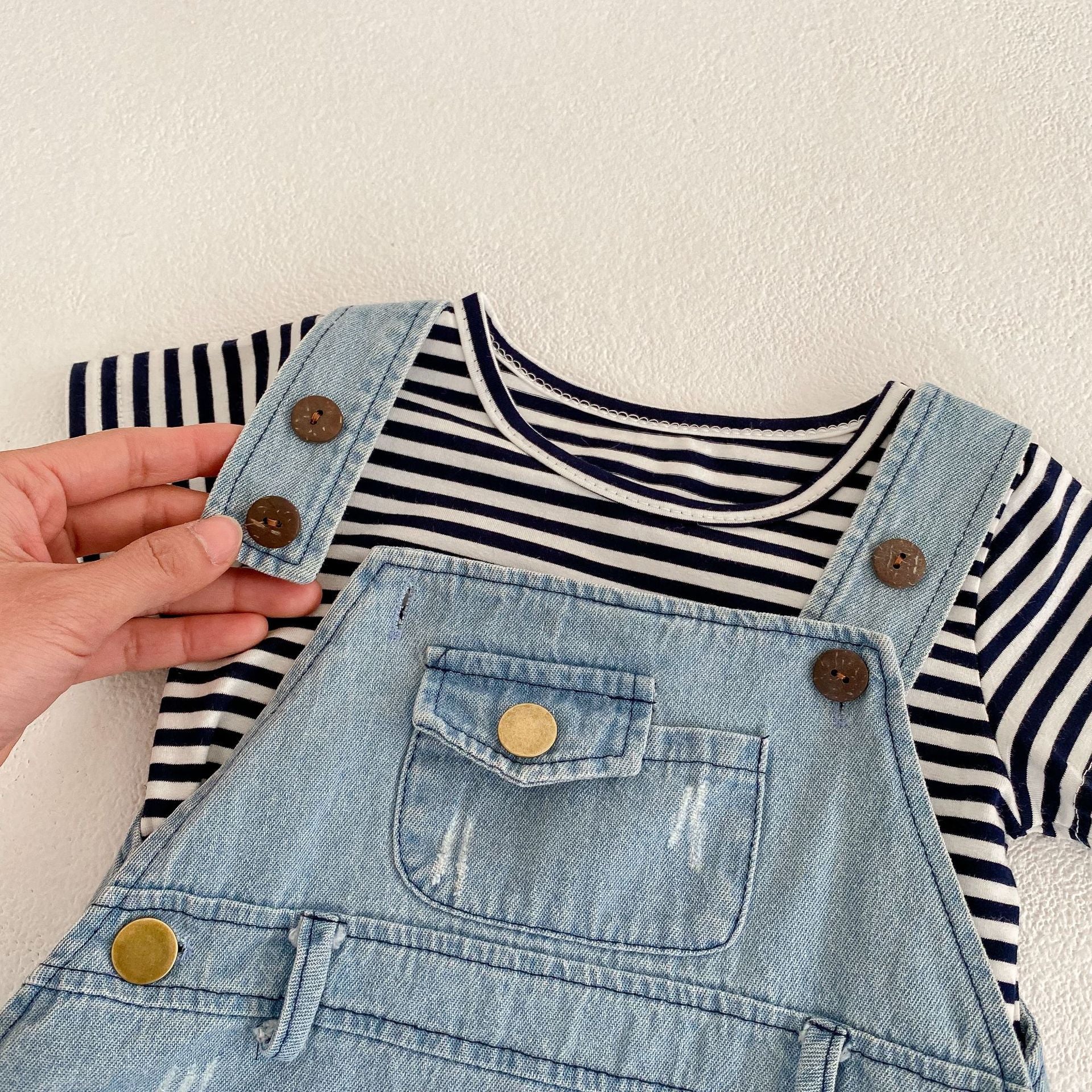 Casual Striped Top & Denim Overalls – Komfy Kloset